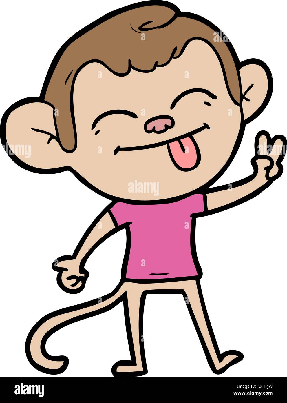 funny cartoon monkey making peace sign Stock Vector Image & Art - Alamy
