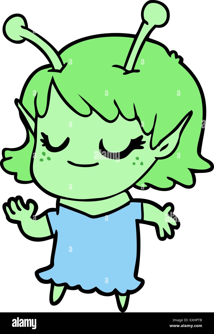 smiling alien girl cartoon Stock Vector Image & Art - Alamy