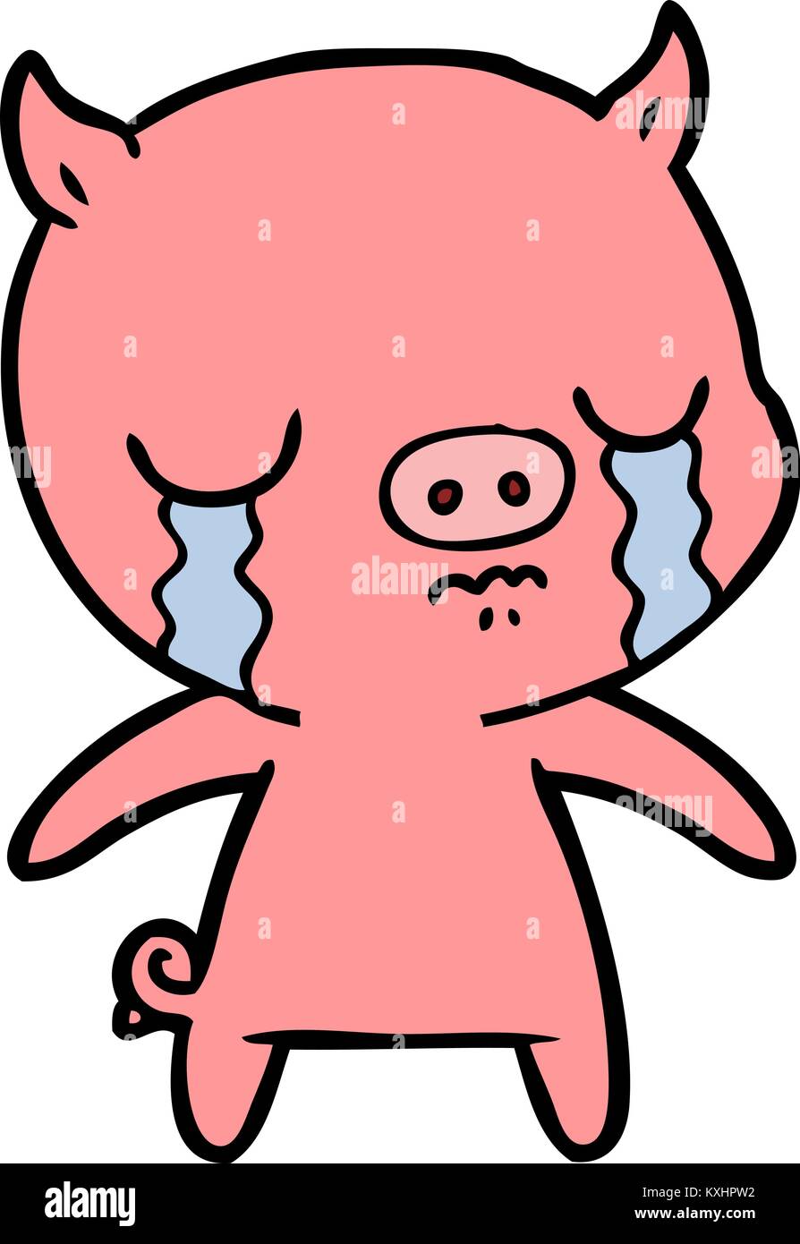 Sad Crying Pig Cartoon