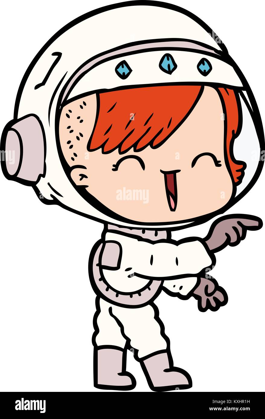 cartoon astronaut girl pointing and laughing Stock Vector Image & Art ...