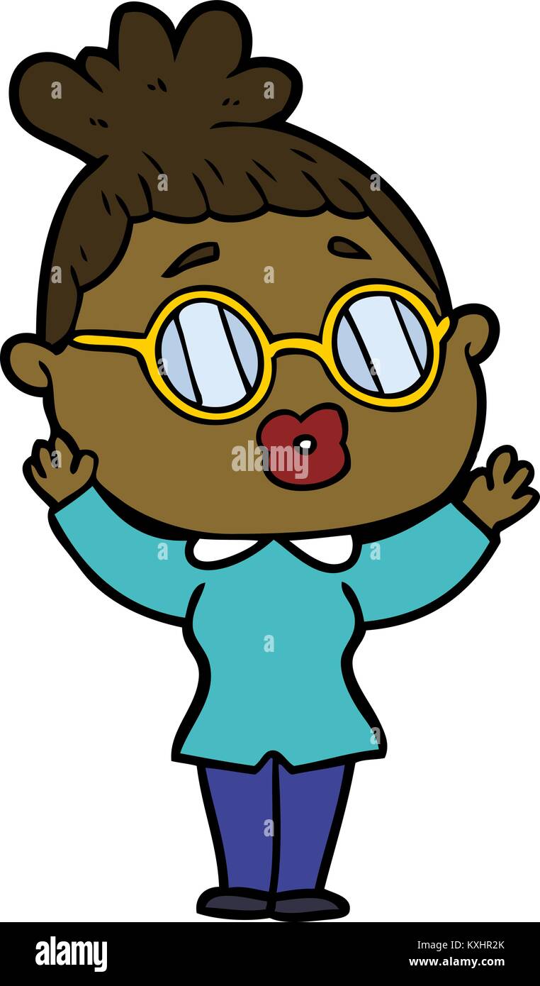 cartoon woman wearing spectacles Stock Vector Image & Art - Alamy