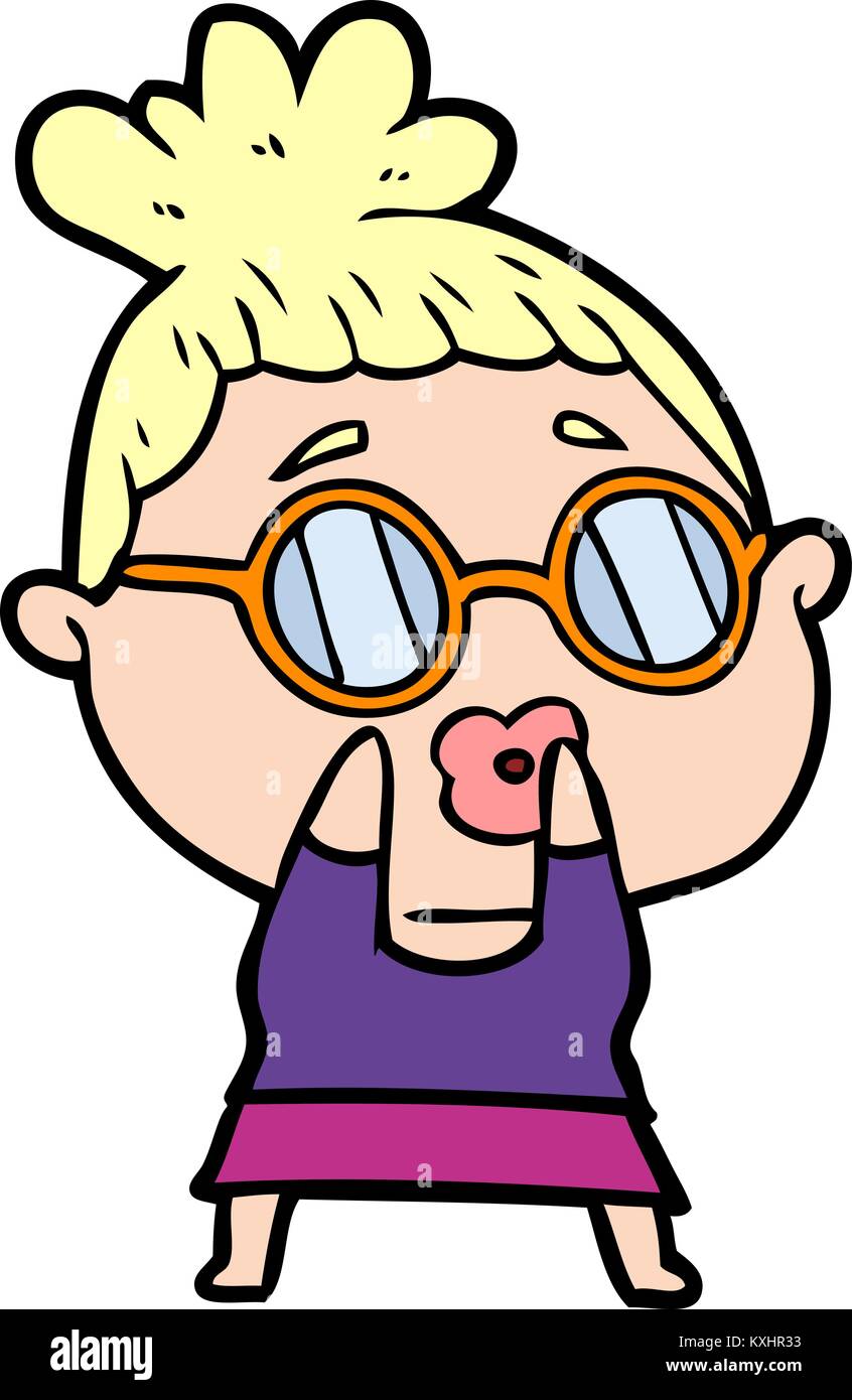 cartoon woman wearing spectacles Stock Vector Image & Art - Alamy