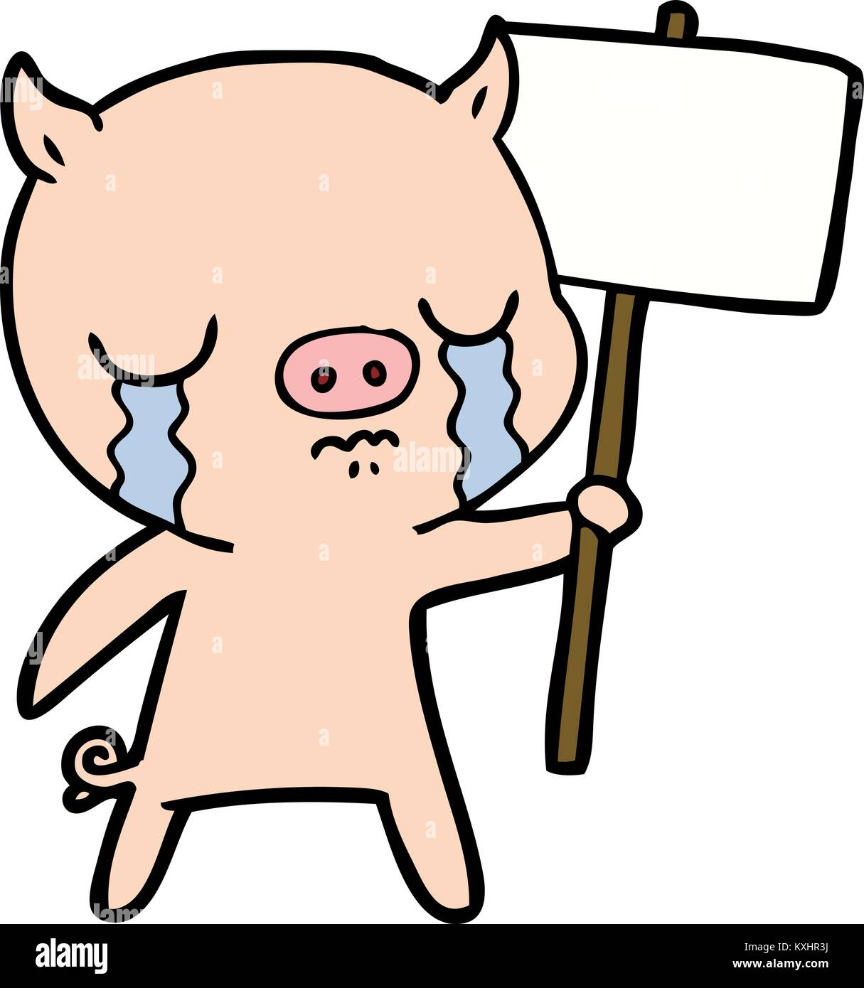cartoon crying pig with sign post Stock Vector Image & Art - Alamy