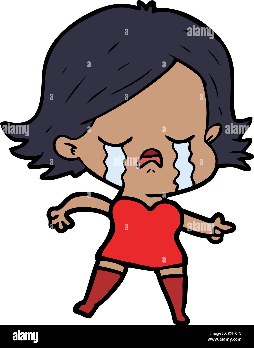 cartoon girl crying and pointing Stock Vector Image & Art - Alamy