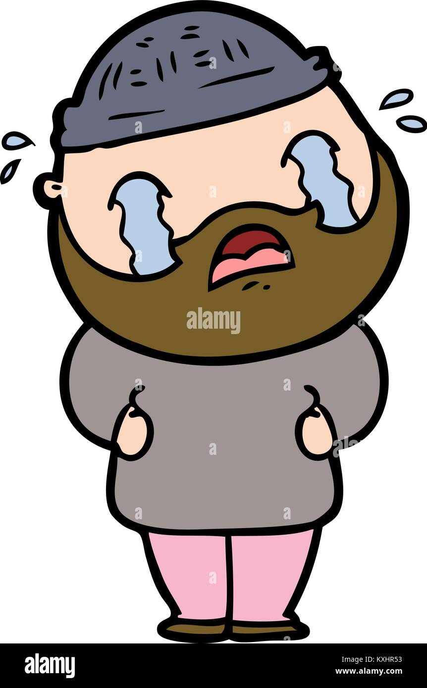 cartoon bearded man crying Stock Vector Image & Art - Alamy