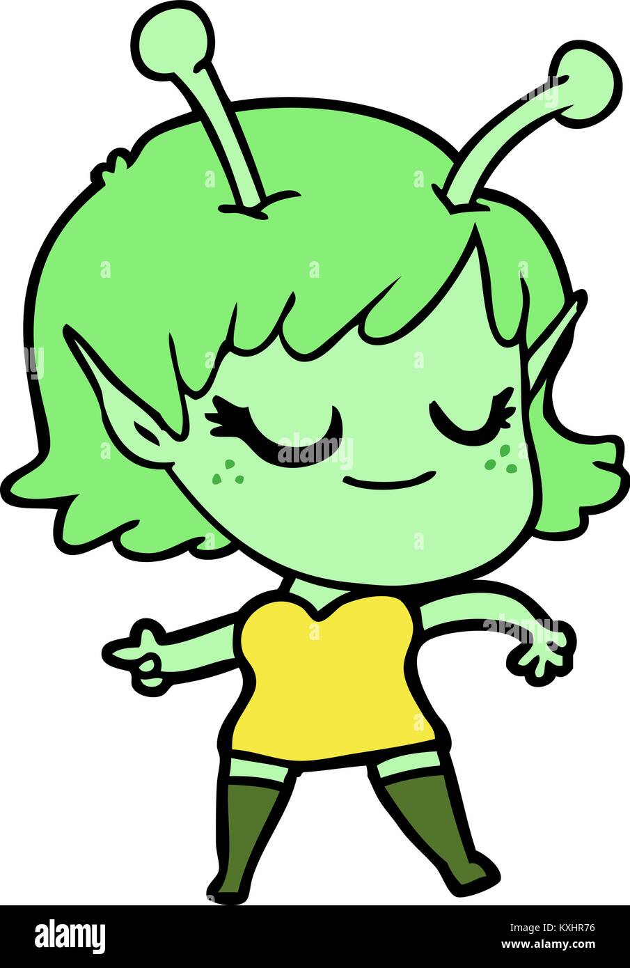 smiling alien girl cartoon Stock Vector Image & Art - Alamy