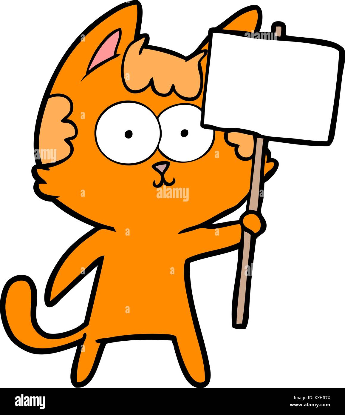 happy cartoon cat with sign Stock Vector Image & Art - Alamy