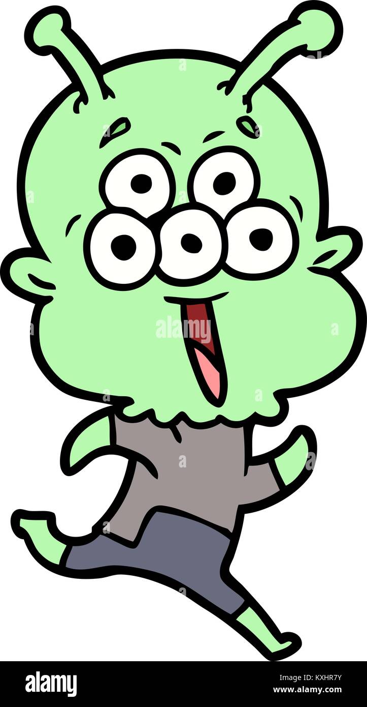 happy cartoon alien running Stock Vector Image & Art - Alamy