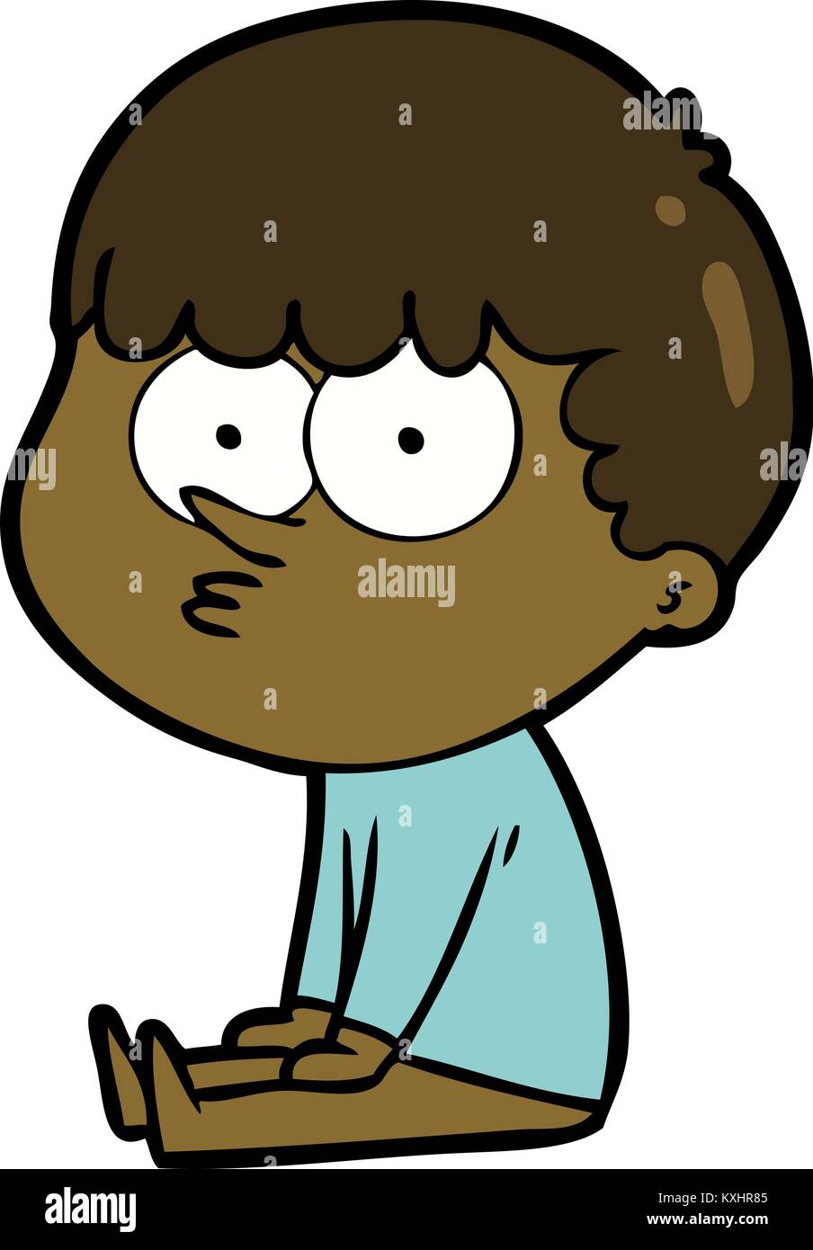 cartoon boy sat waiting Stock Vector Image & Art - Alamy