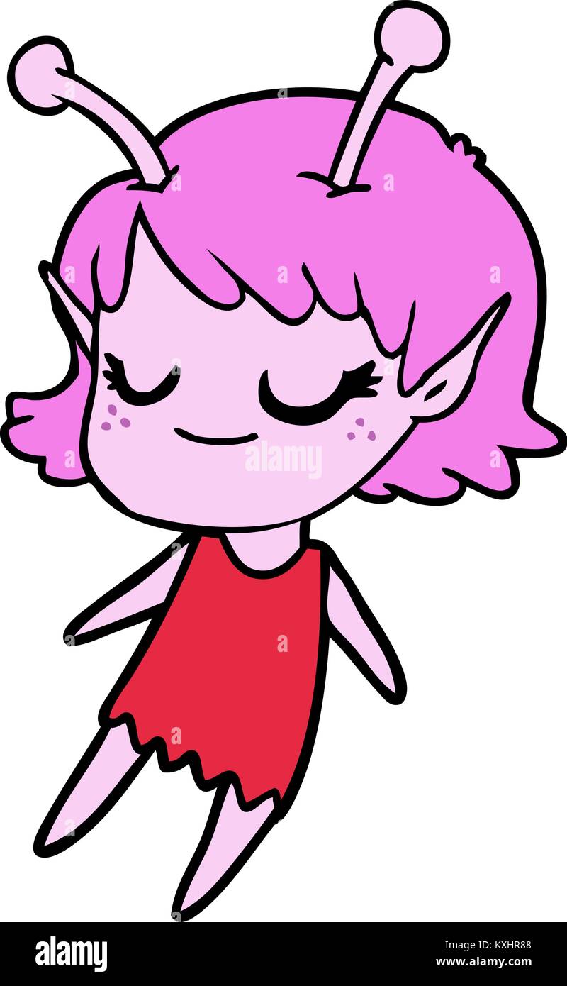 smiling alien girl cartoon floating Stock Vector Image & Art - Alamy