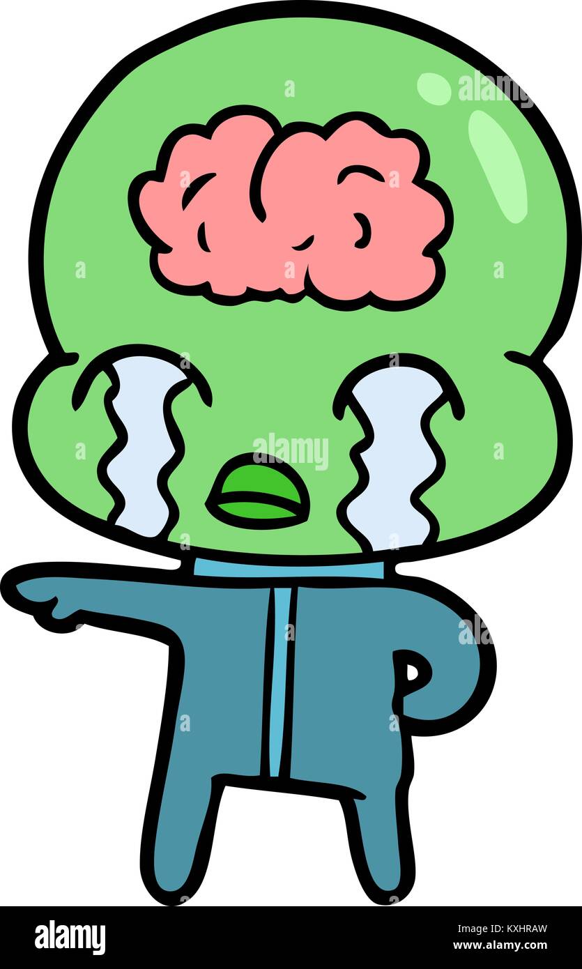 cartoon big brain alien crying Stock Vector Image & Art - Alamy