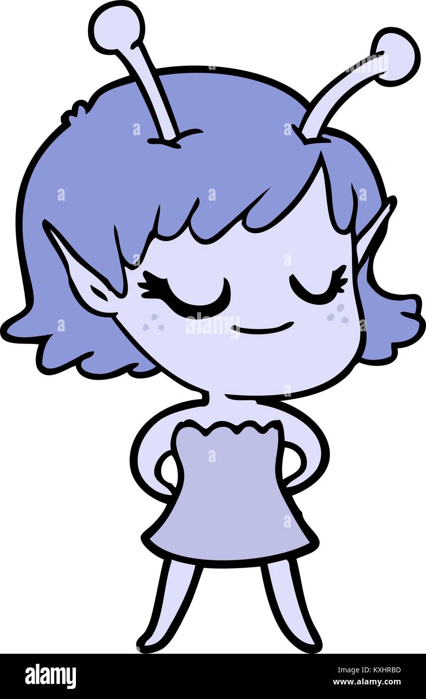 smiling alien girl cartoon Stock Vector Image & Art - Alamy