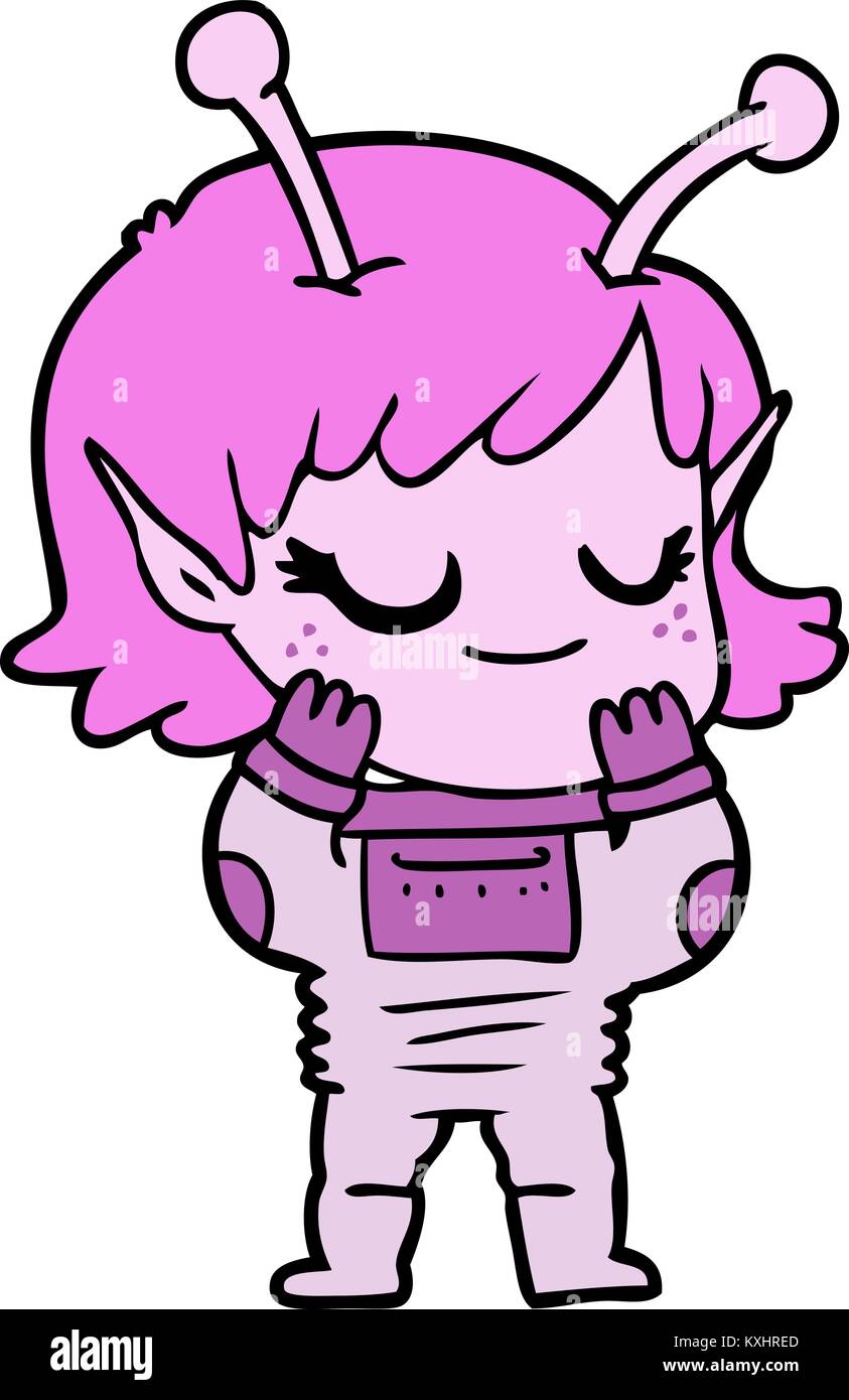 smiling alien girl cartoon Stock Vector Image & Art - Alamy