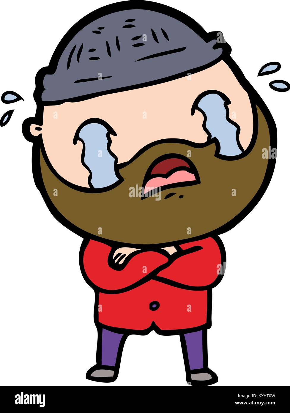 cartoon bearded man crying Stock Vector Image & Art - Alamy