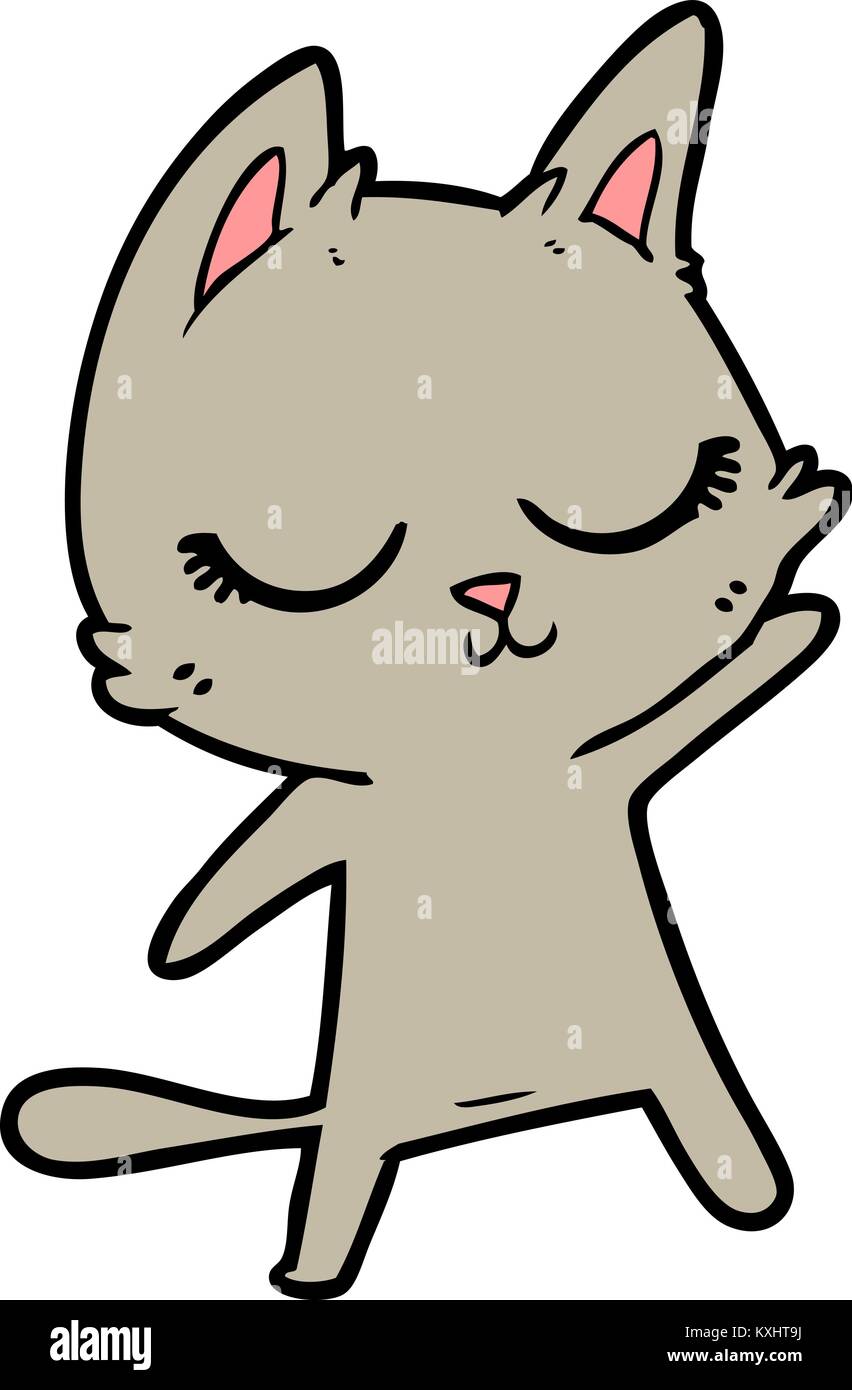 calm cartoon cat waving Stock Vector Image & Art - Alamy