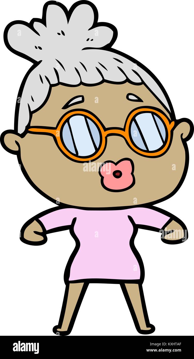 cartoon woman wearing spectacles Stock Vector Image & Art - Alamy