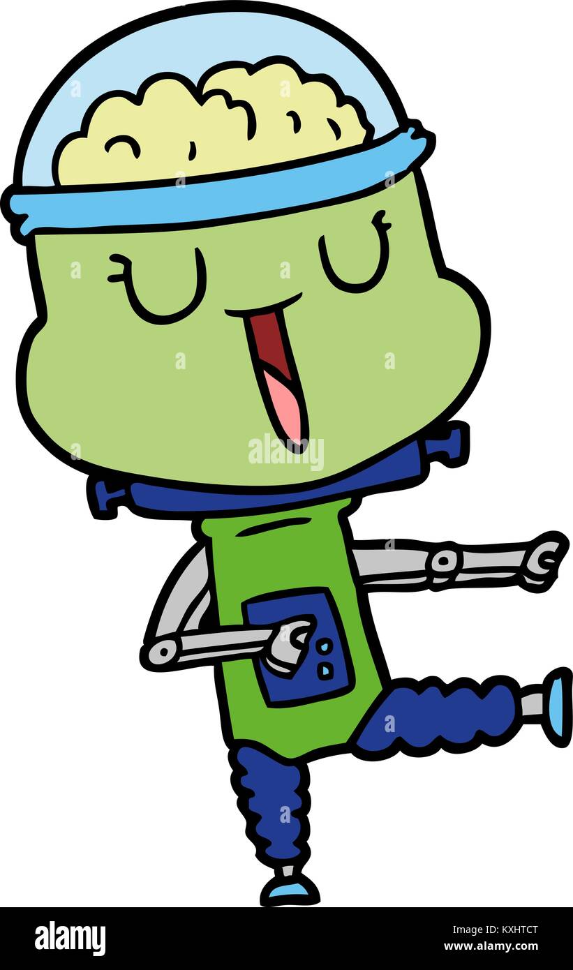happy cartoon robot Stock Vector Image & Art - Alamy