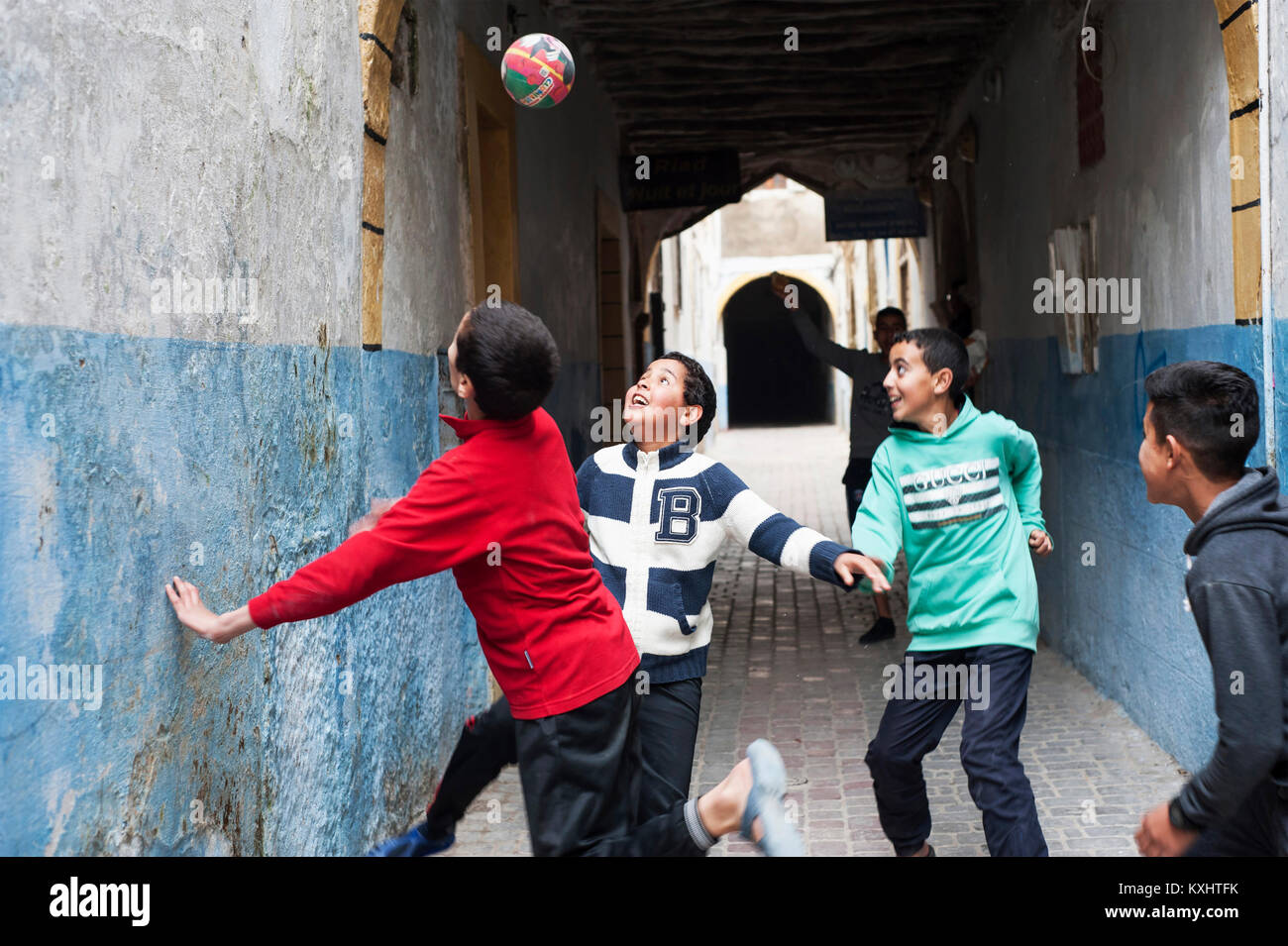 Moroccan boys street football hi-res stock photography and images - Alamy