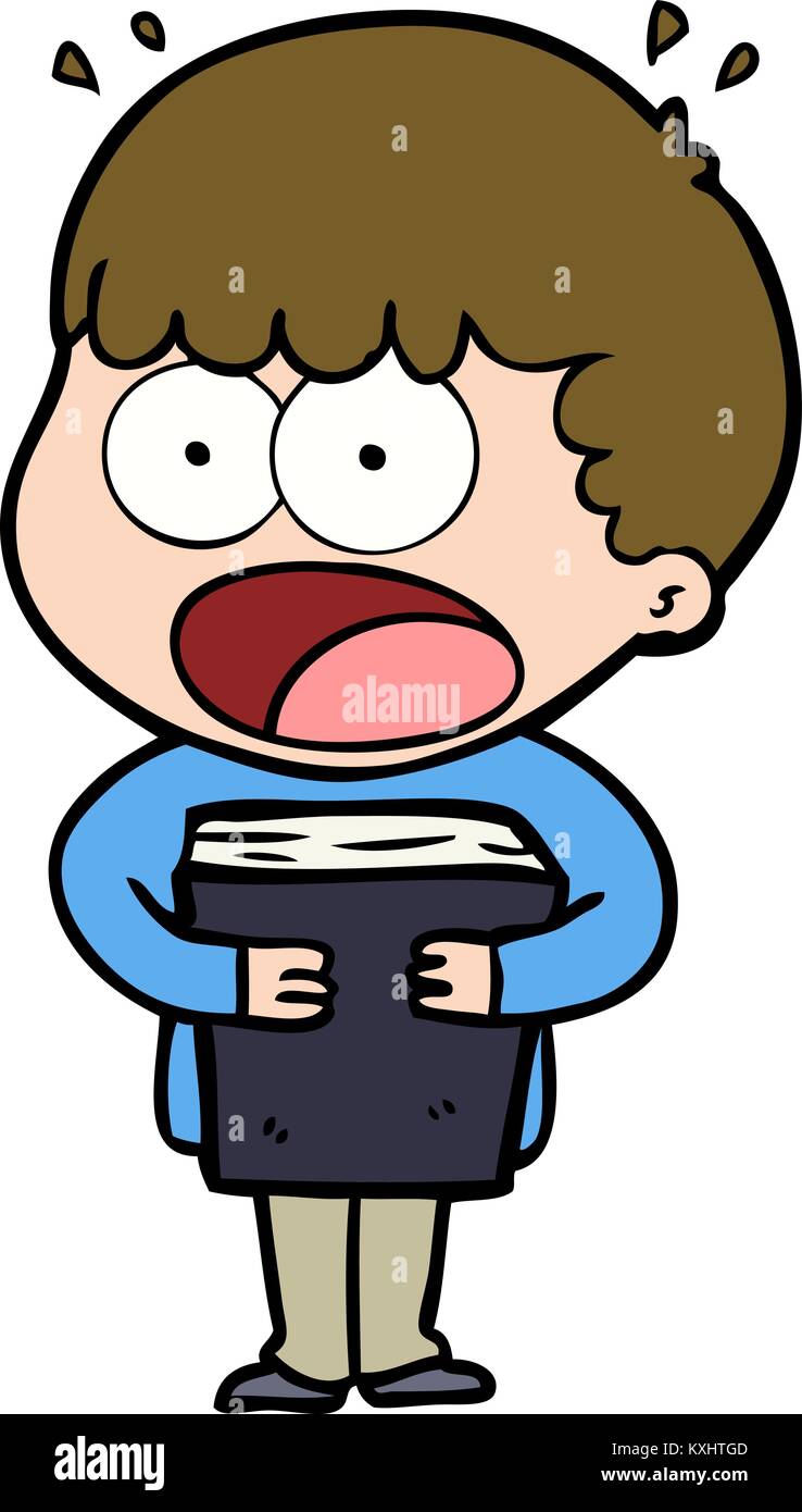 cartoon shocked man with a book Stock Vector Image & Art - Alamy