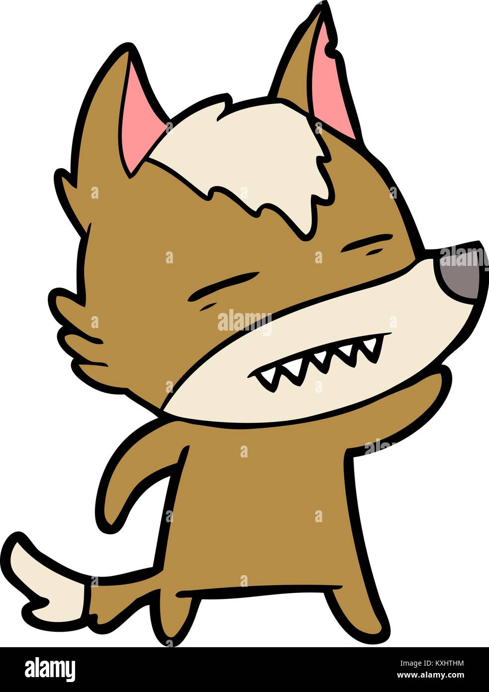 cartoon wolf waving showing teeth Stock Vector Image & Art - Alamy