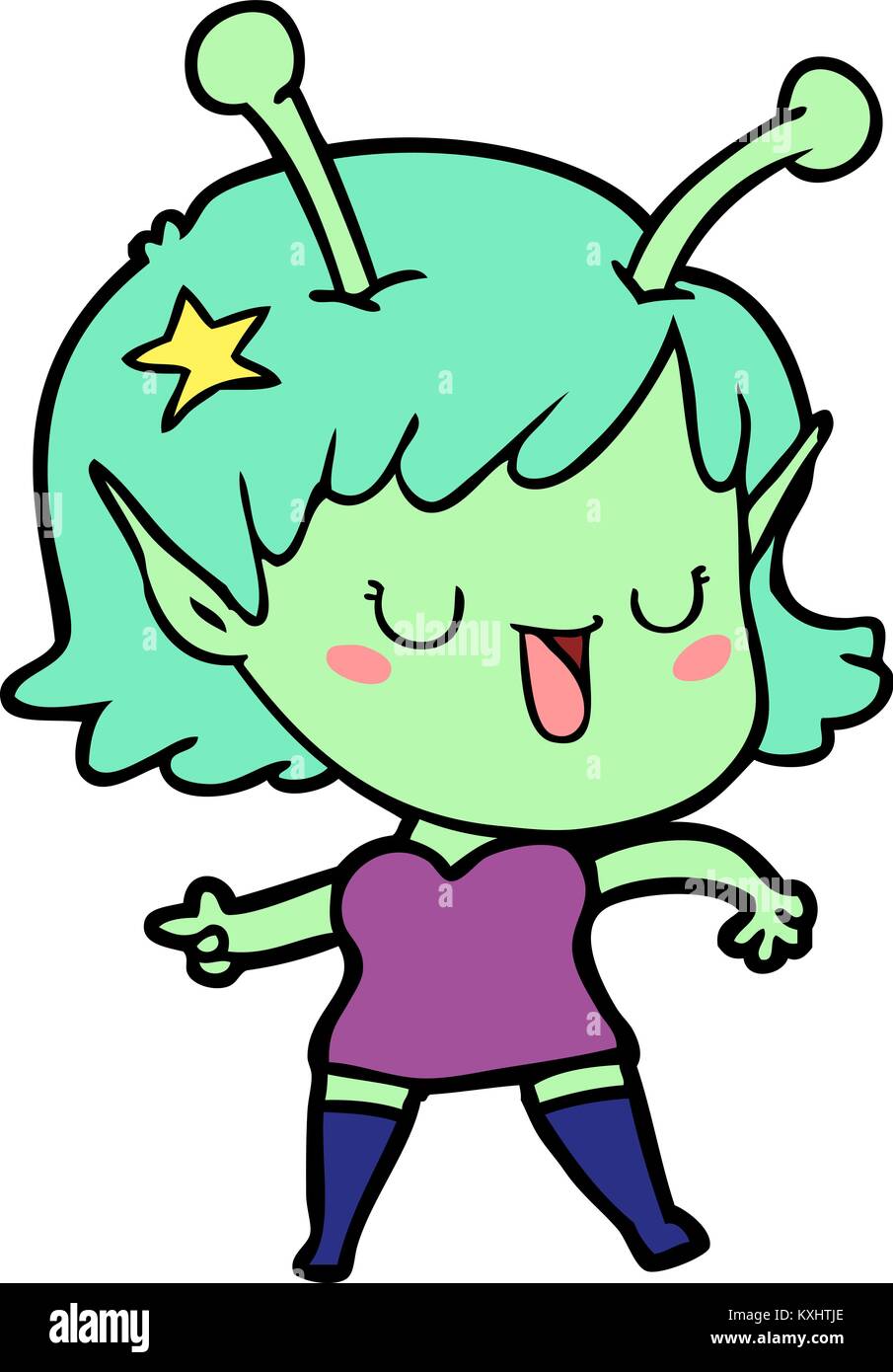 happy alien girl cartoon Stock Vector Image & Art - Alamy