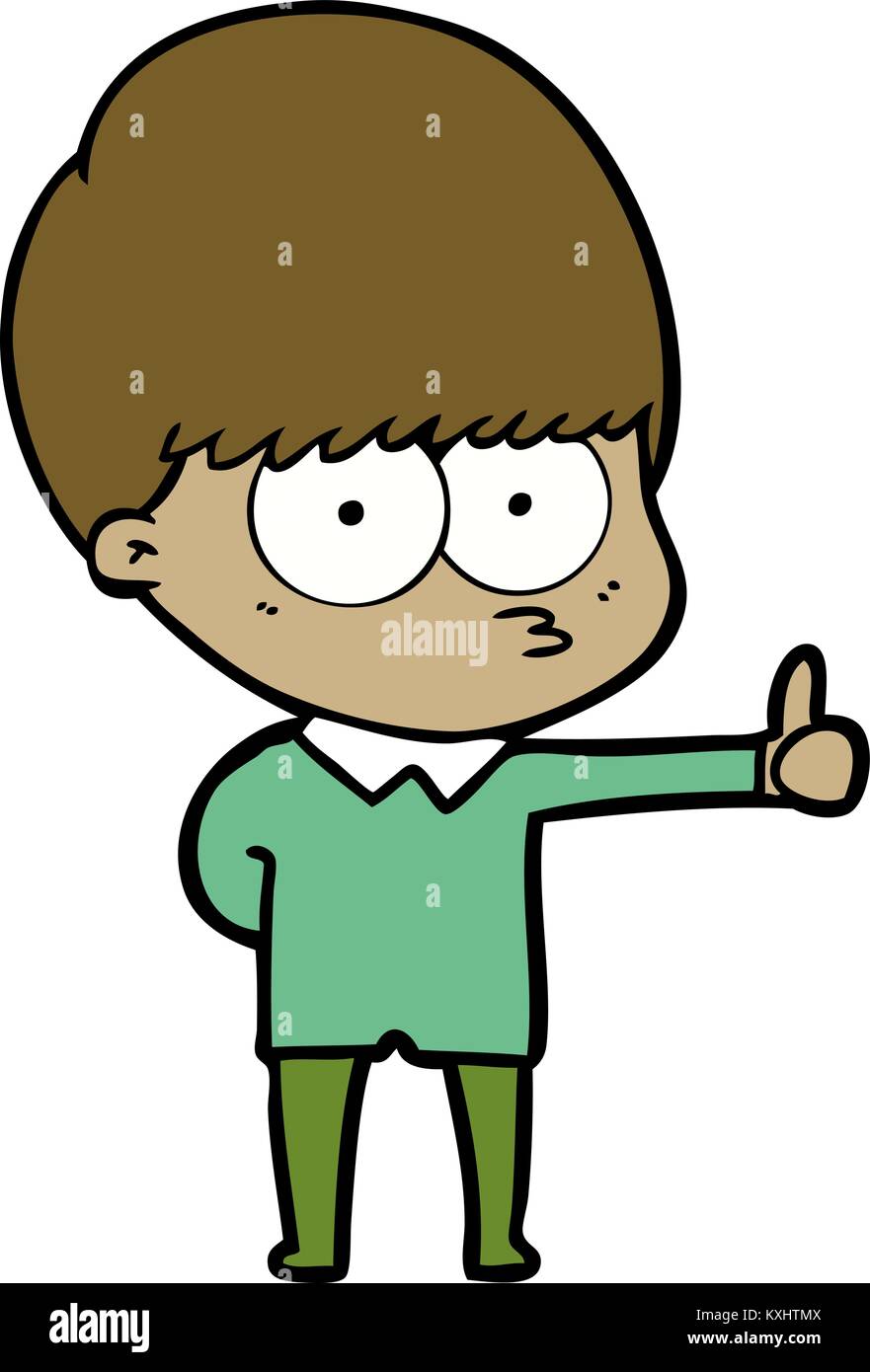 curious cartoon boy giving thumbs up sign Stock Vector Image & Art - Alamy