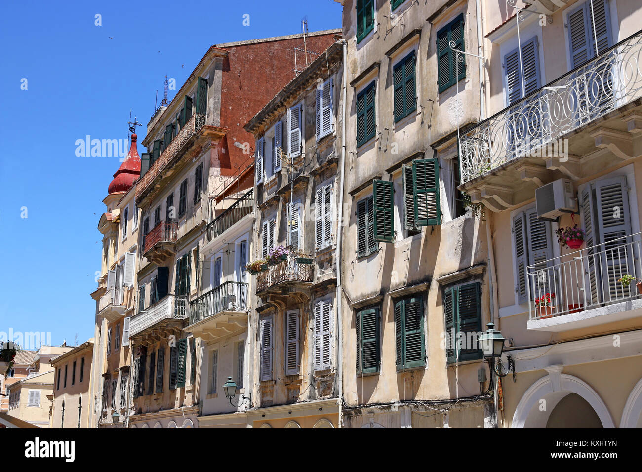 old buildings Corfu town Greece summer season Stock Photo - Alamy