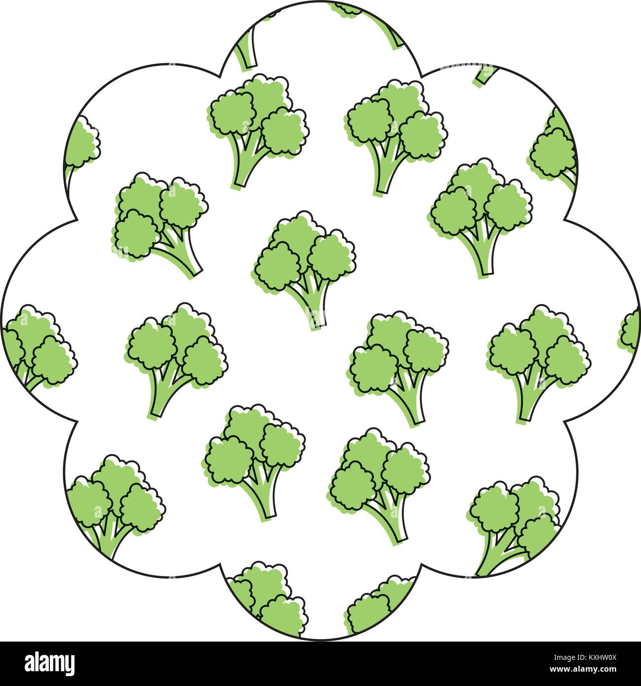 frame with broccoli pattern background Stock Vector Image & Art - Alamy
