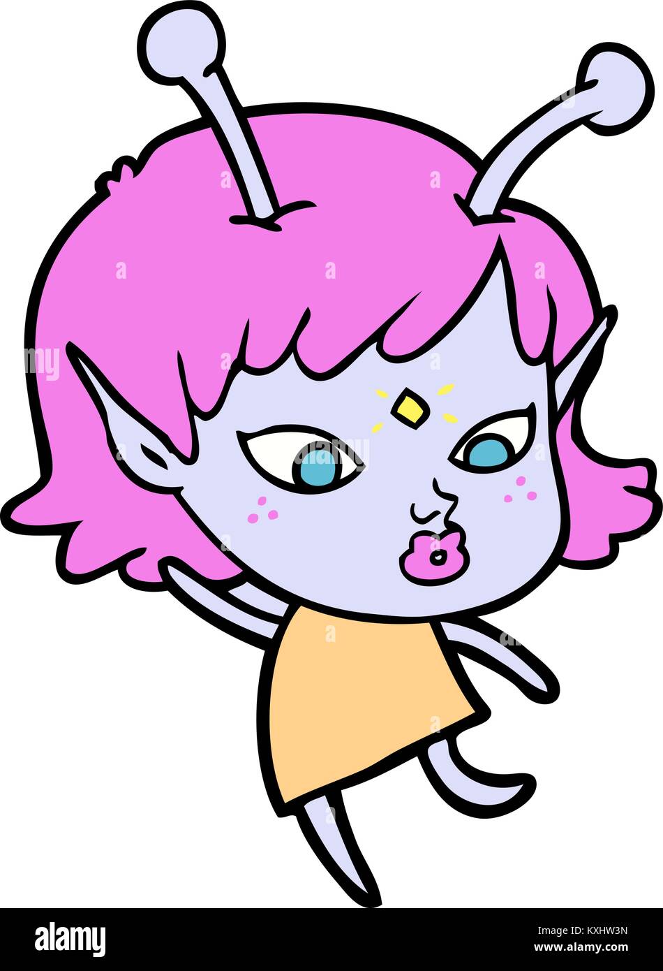 pretty cartoon alien girl dancing Stock Vector Image & Art - Alamy