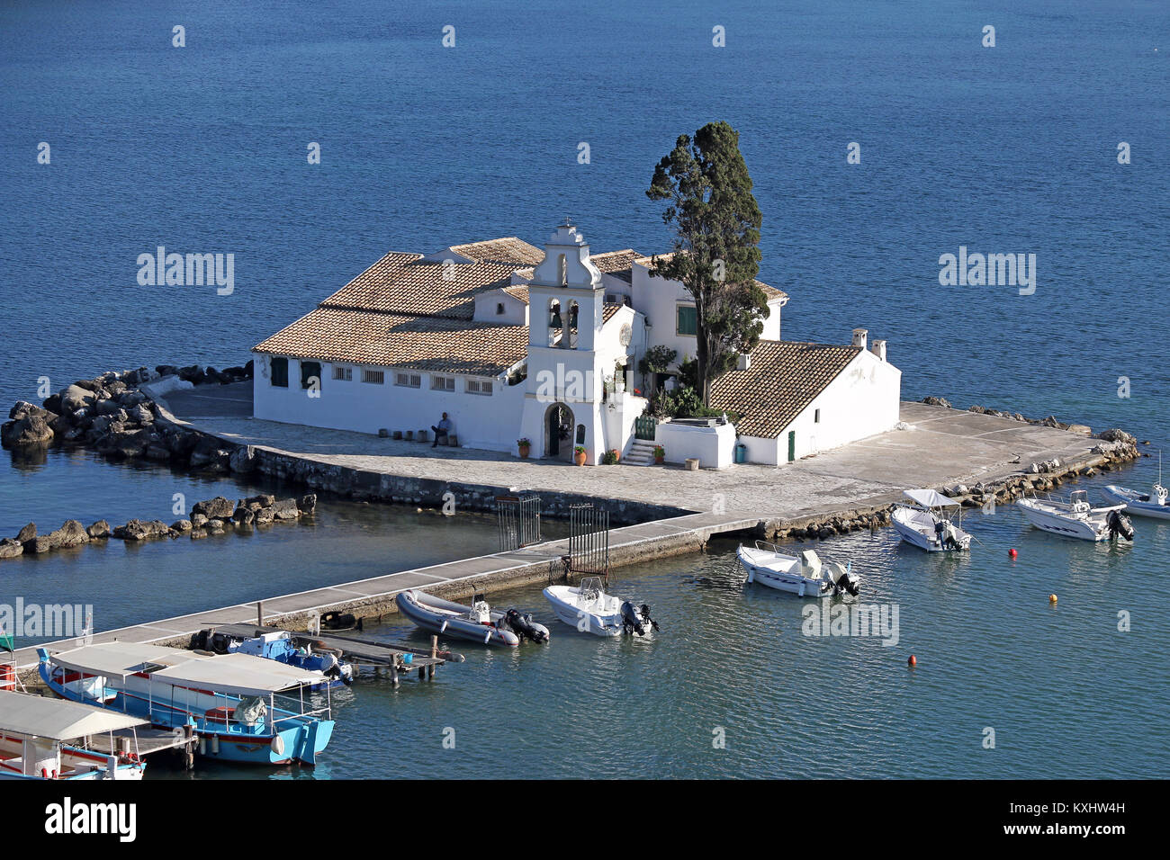 Vlacherna monastery Corfu island Greece summer season Stock Photo - Alamy