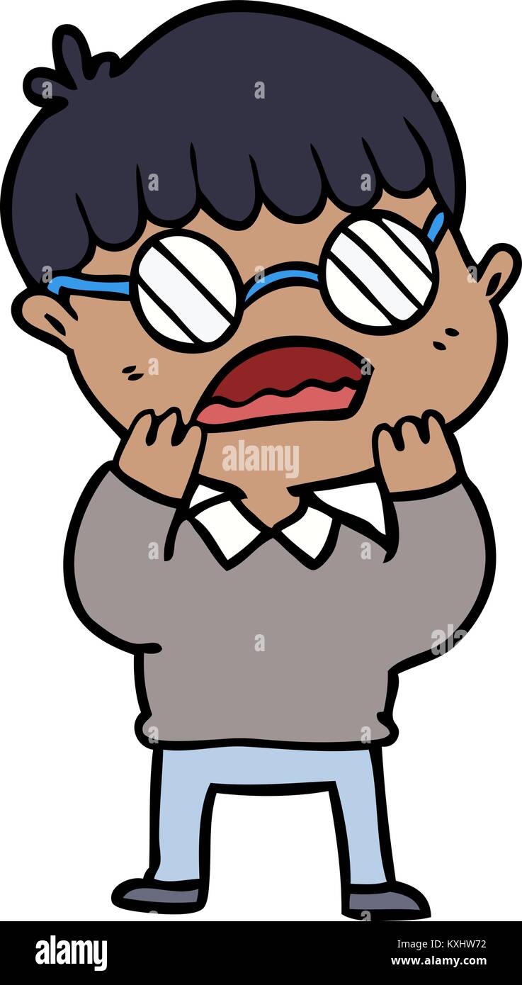 cartoon shocked boy wearing spectacles Stock Vector Image & Art - Alamy