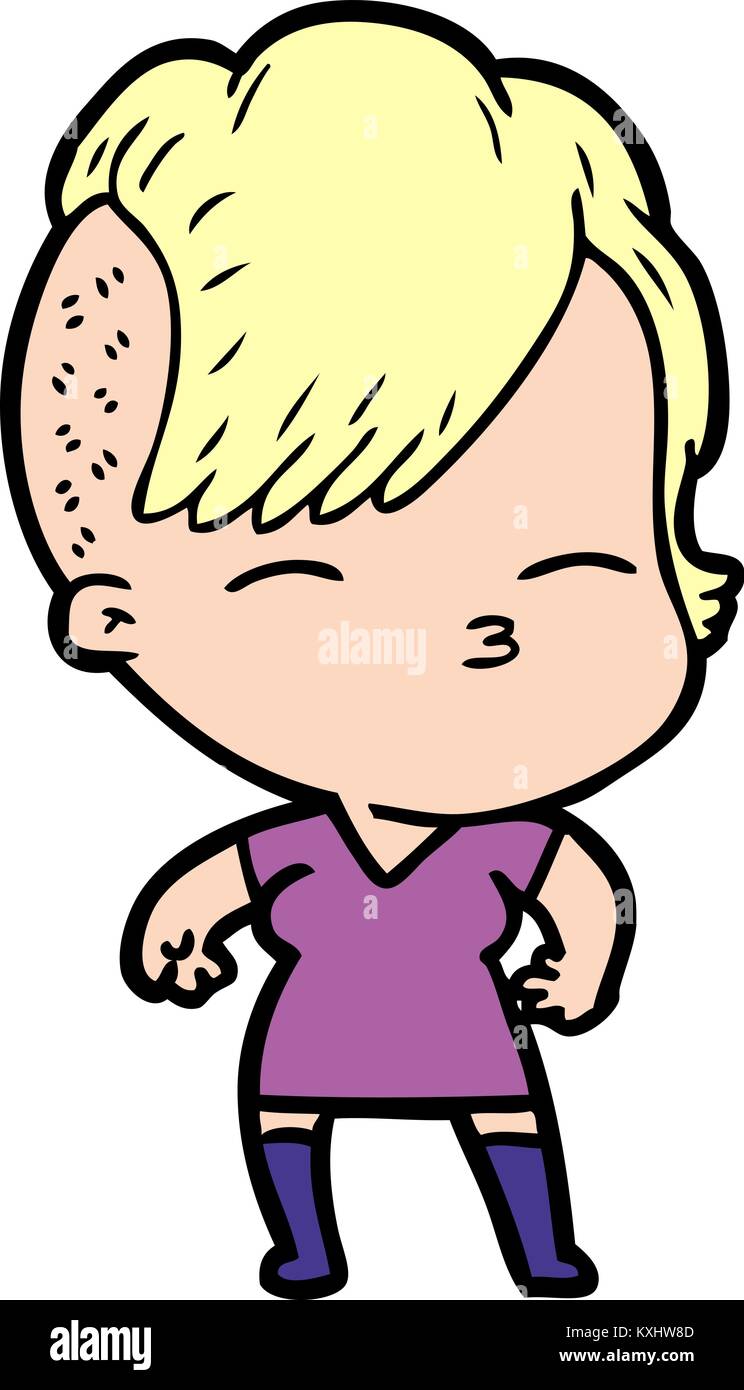 cartoon squinting girl Stock Vector Image & Art - Alamy