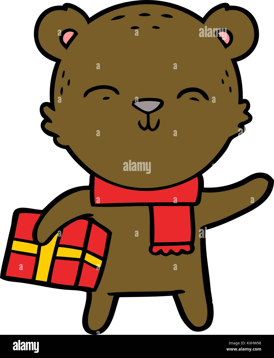 happy cartoon bear with present Stock Vector Image & Art - Alamy