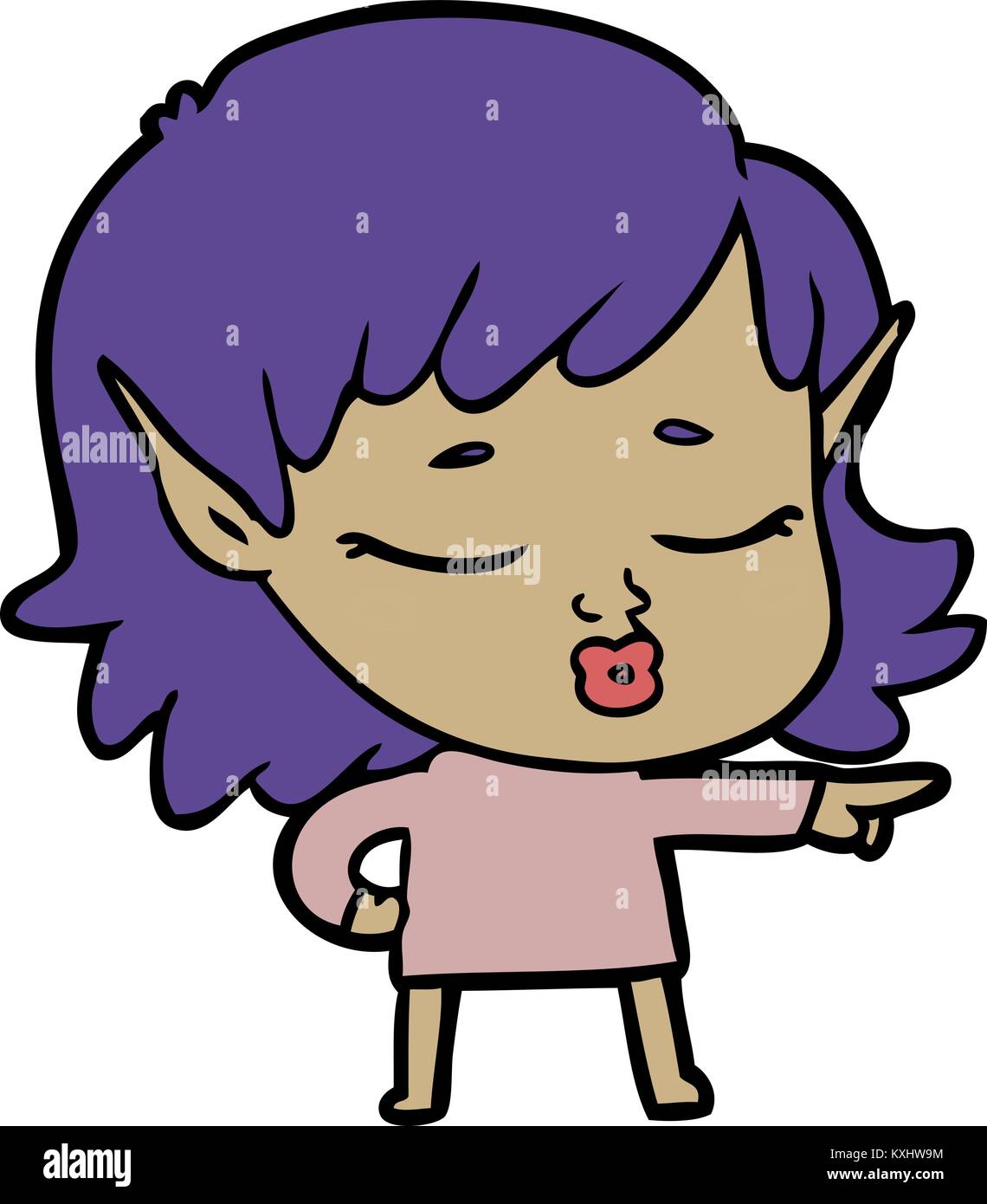 pretty cartoon elf girl pointing Stock Vector Image & Art - Alamy