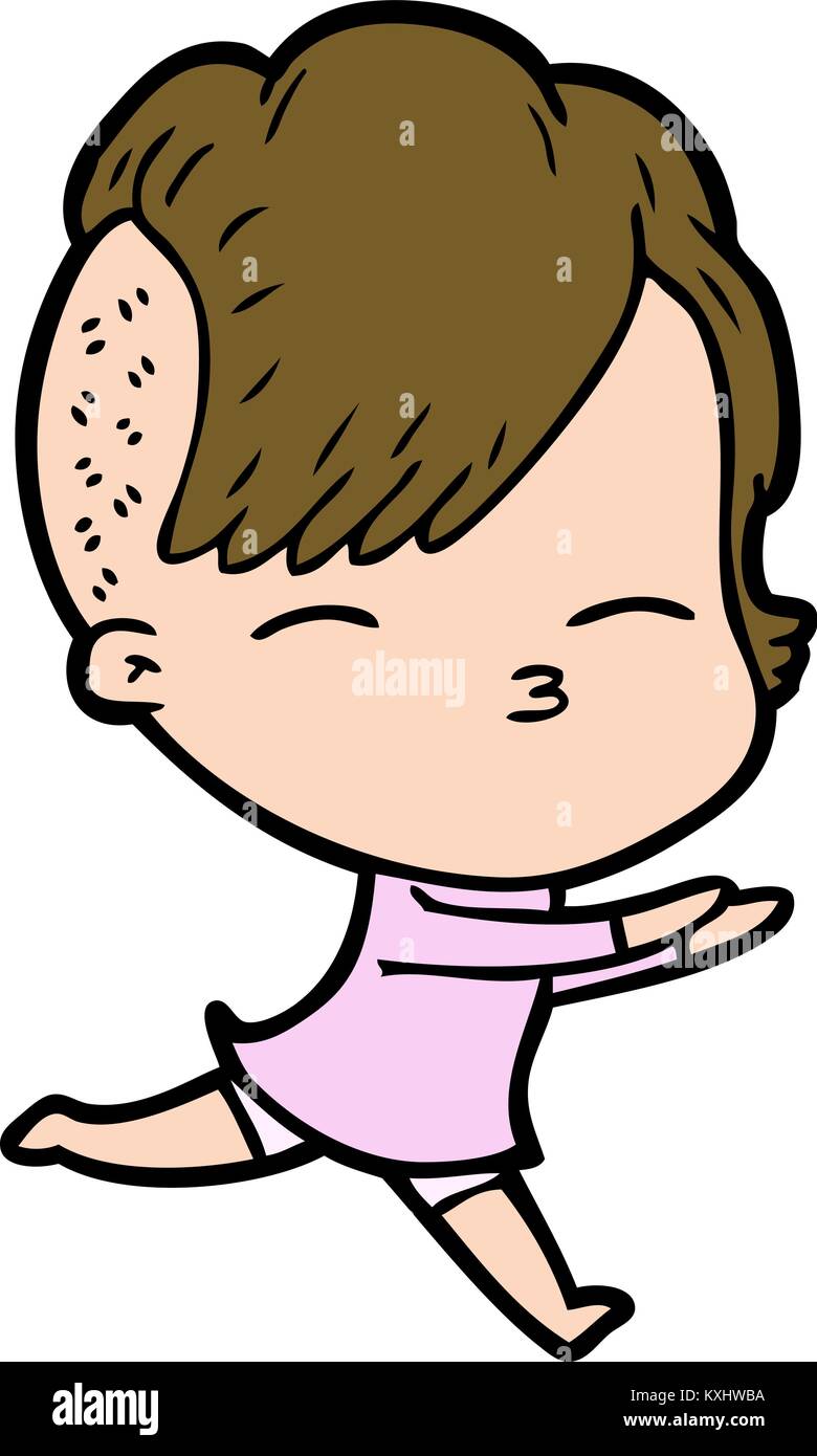 cartoon squinting girl running Stock Vector Image & Art - Alamy