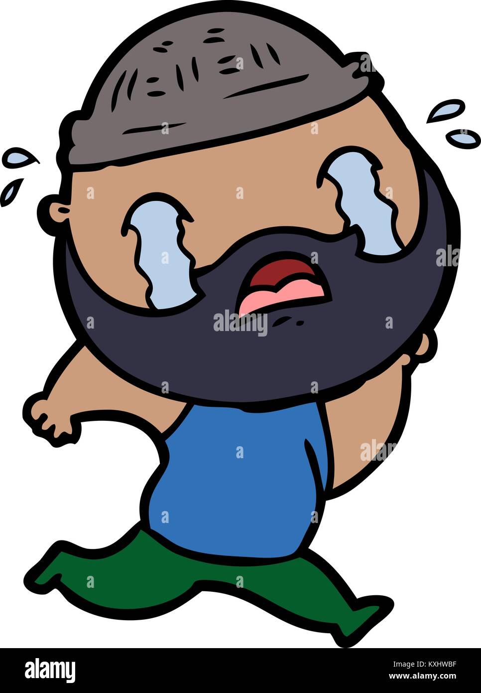 cartoon bearded man crying Stock Vector Image & Art - Alamy
