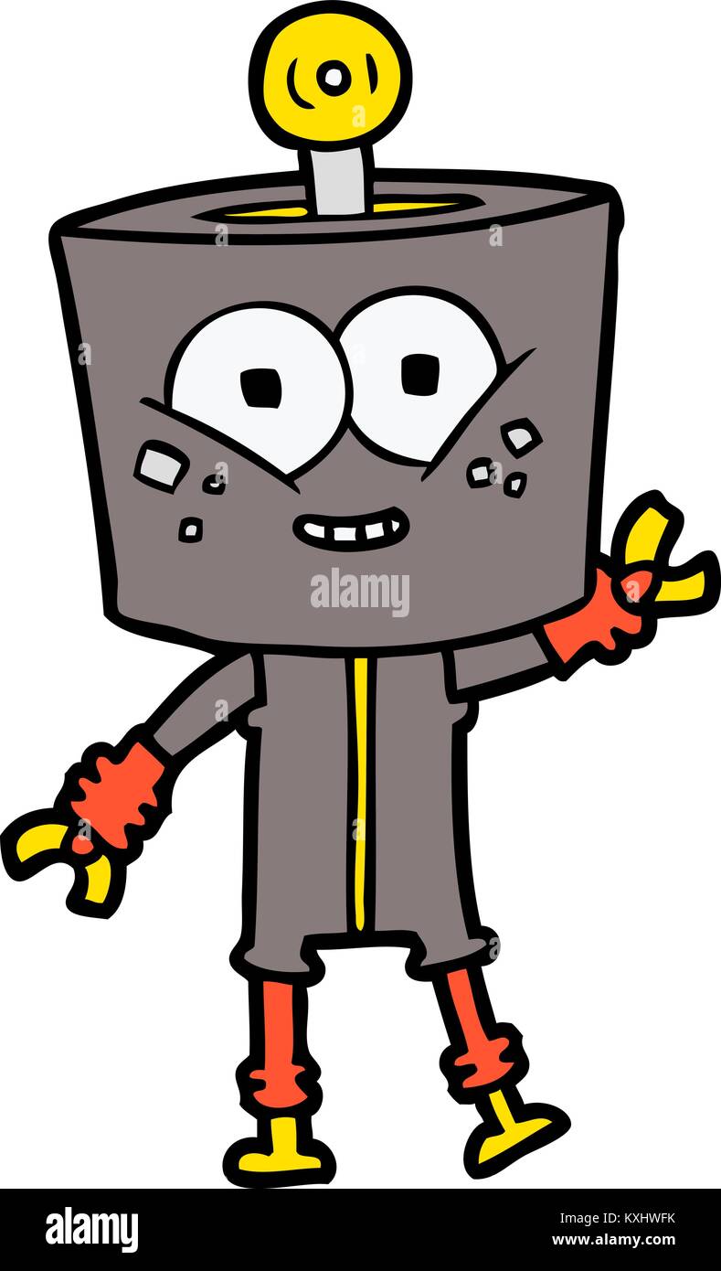 happy cartoon robot Stock Vector Image & Art - Alamy