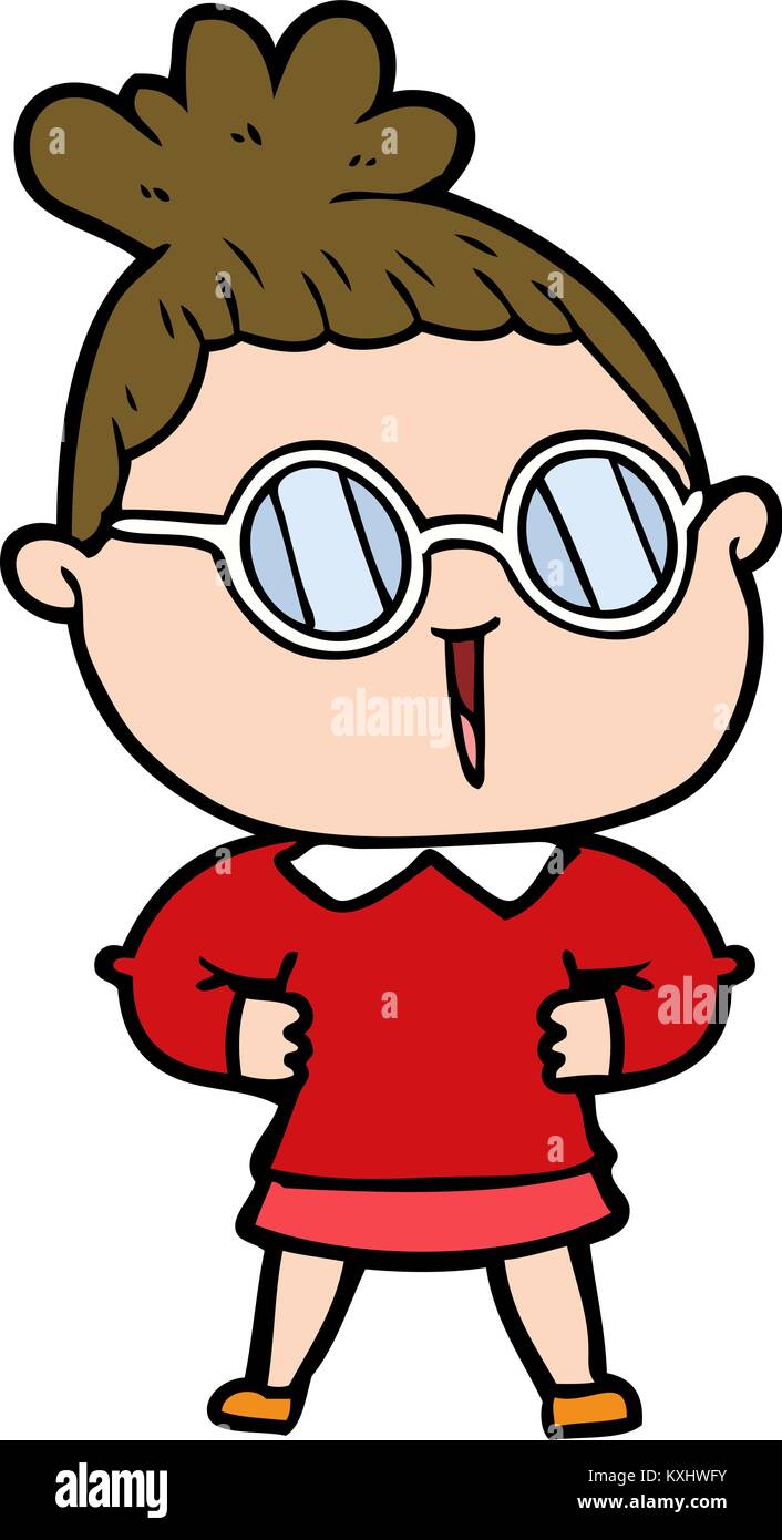 cartoon woman wearing spectacles Stock Vector Image & Art - Alamy