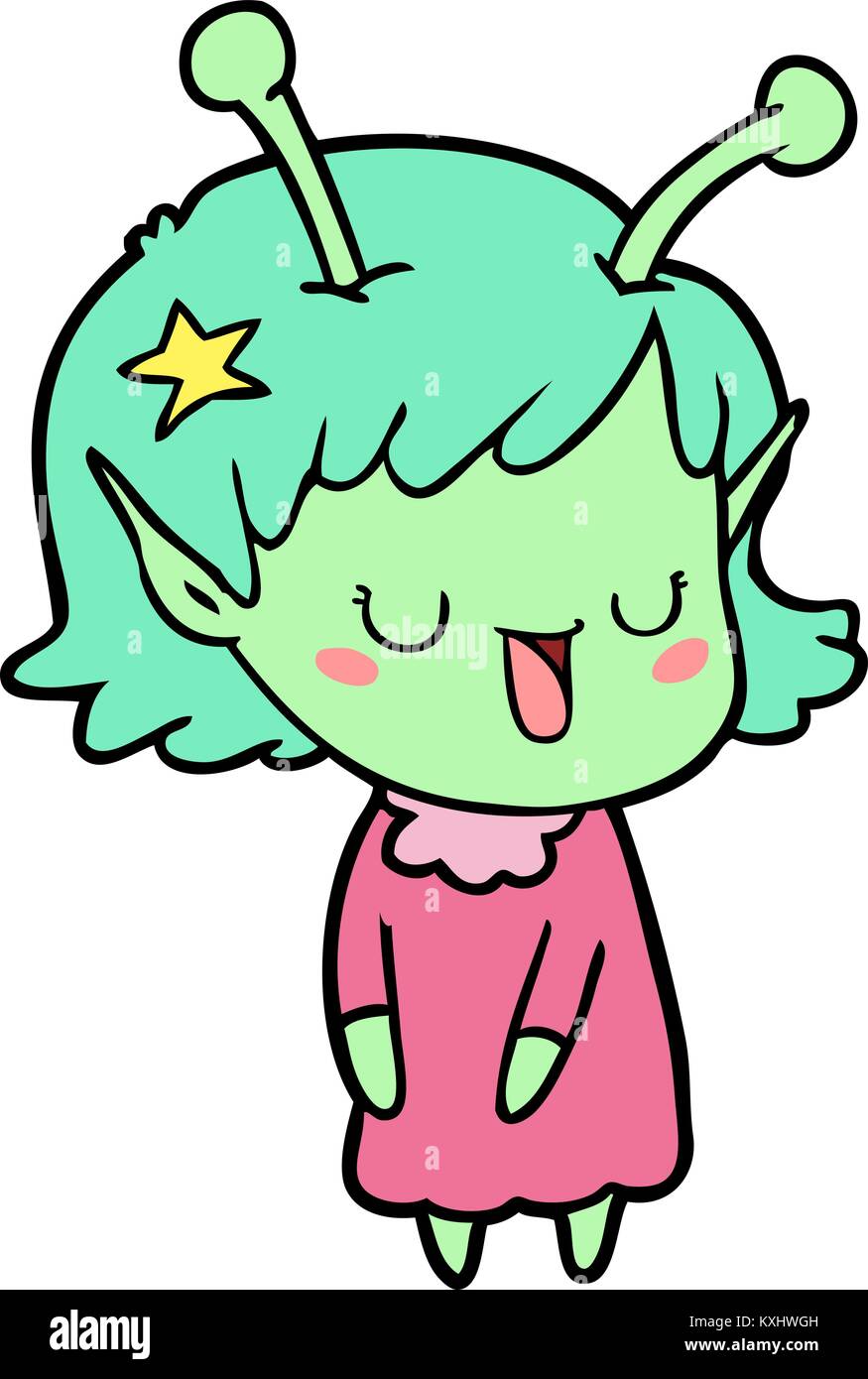 happy alien girl cartoon Stock Vector Image & Art - Alamy