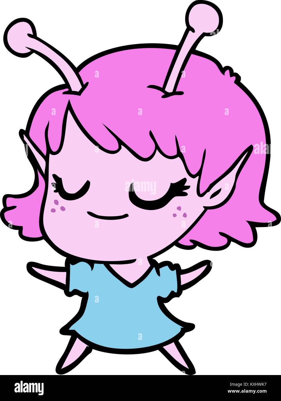 smiling alien girl cartoon Stock Vector Image & Art - Alamy