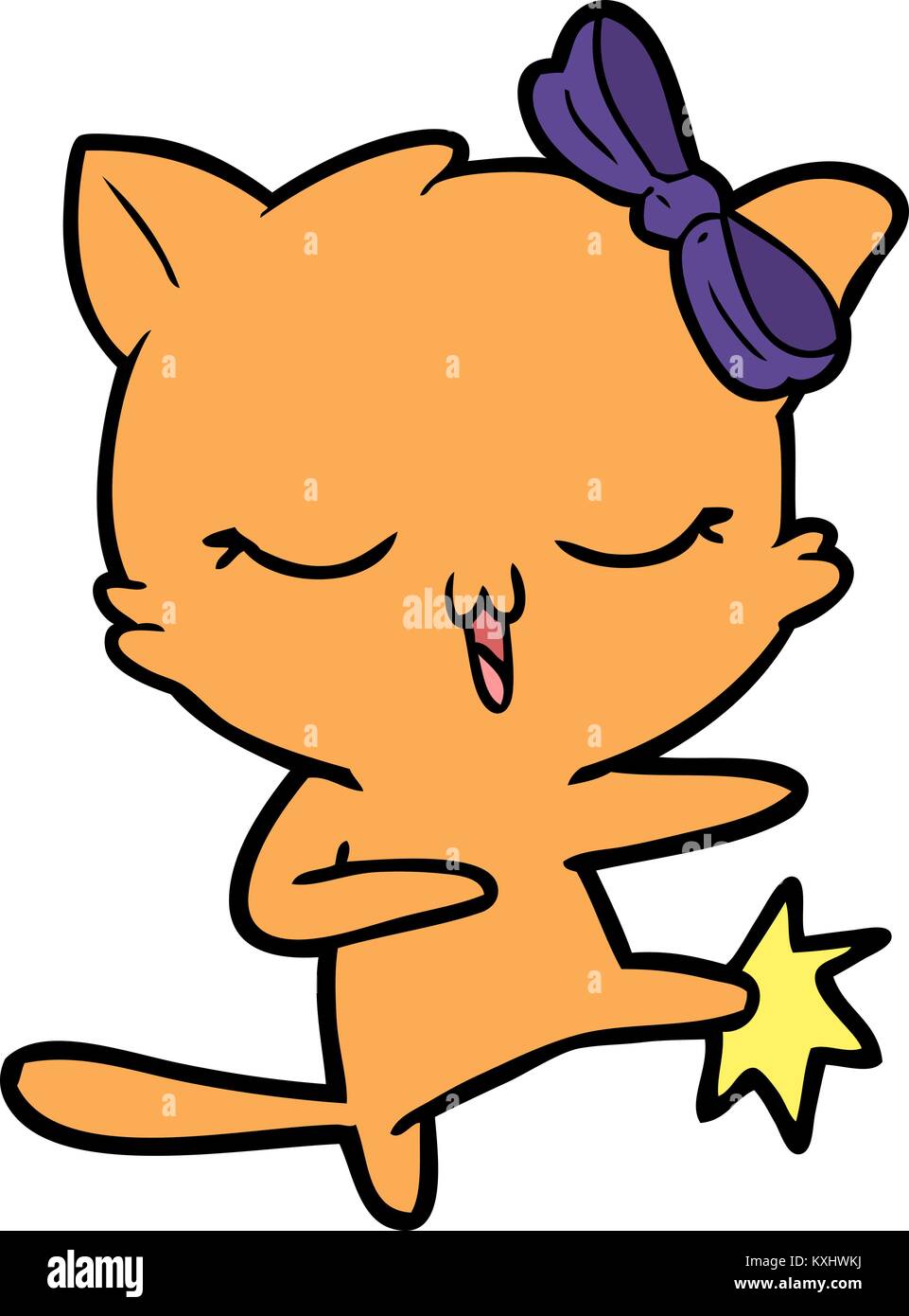 cartoon cat with bow on head Stock Vector Image & Art - Alamy