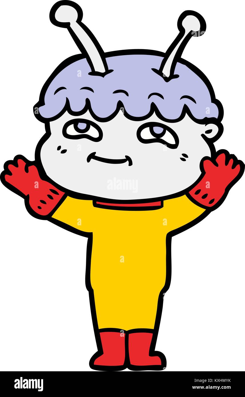 friendly cartoon spaceman waving Stock Vector Image & Art - Alamy