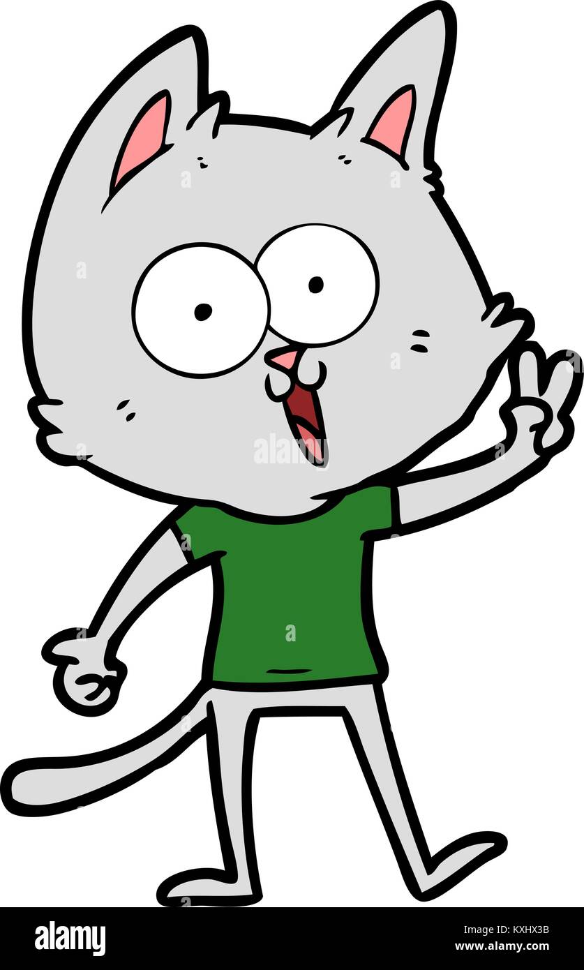 funny cartoon cat giving peace sign Stock Vector Image & Art - Alamy