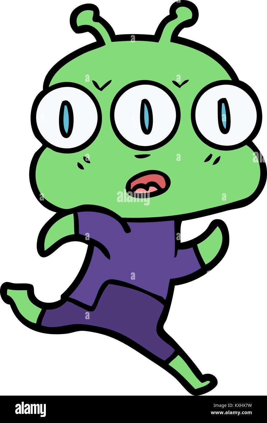 cartoon three eyed alien Stock Vector Image & Art - Alamy