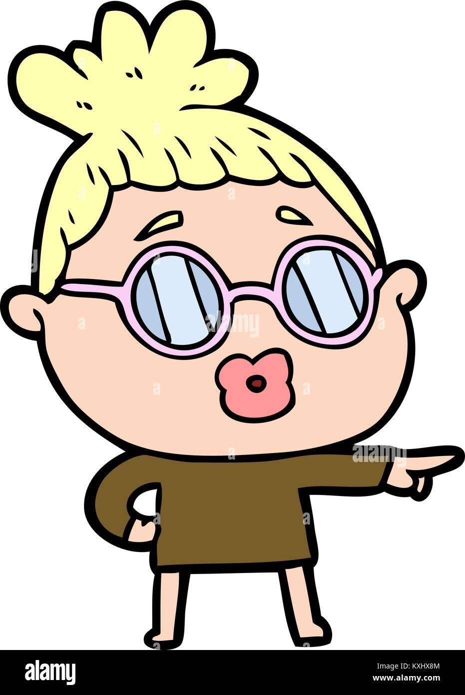 cartoon woman wearing spectacles Stock Vector Image & Art - Alamy