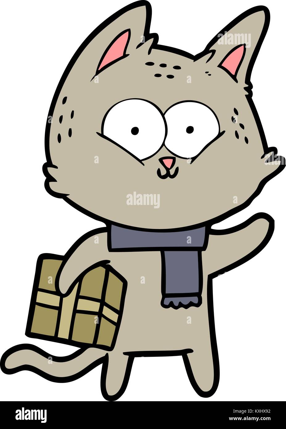 cartoon cat holding christmas present Stock Vector Image & Art - Alamy