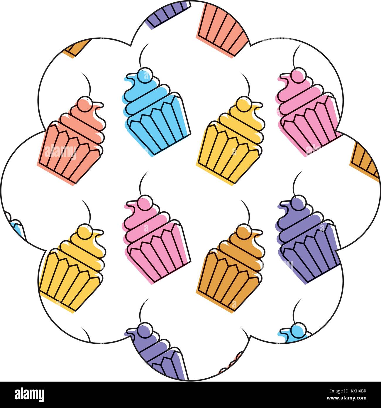 frame with cupcake pattern background Stock Vector Image & Art - Alamy