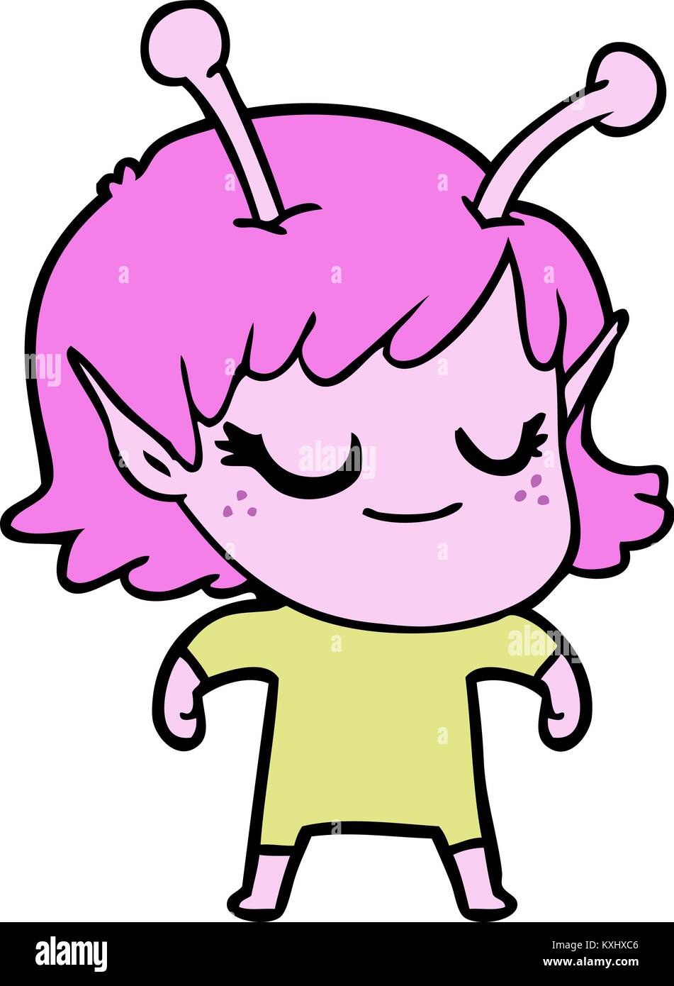 smiling alien girl cartoon Stock Vector Image & Art - Alamy