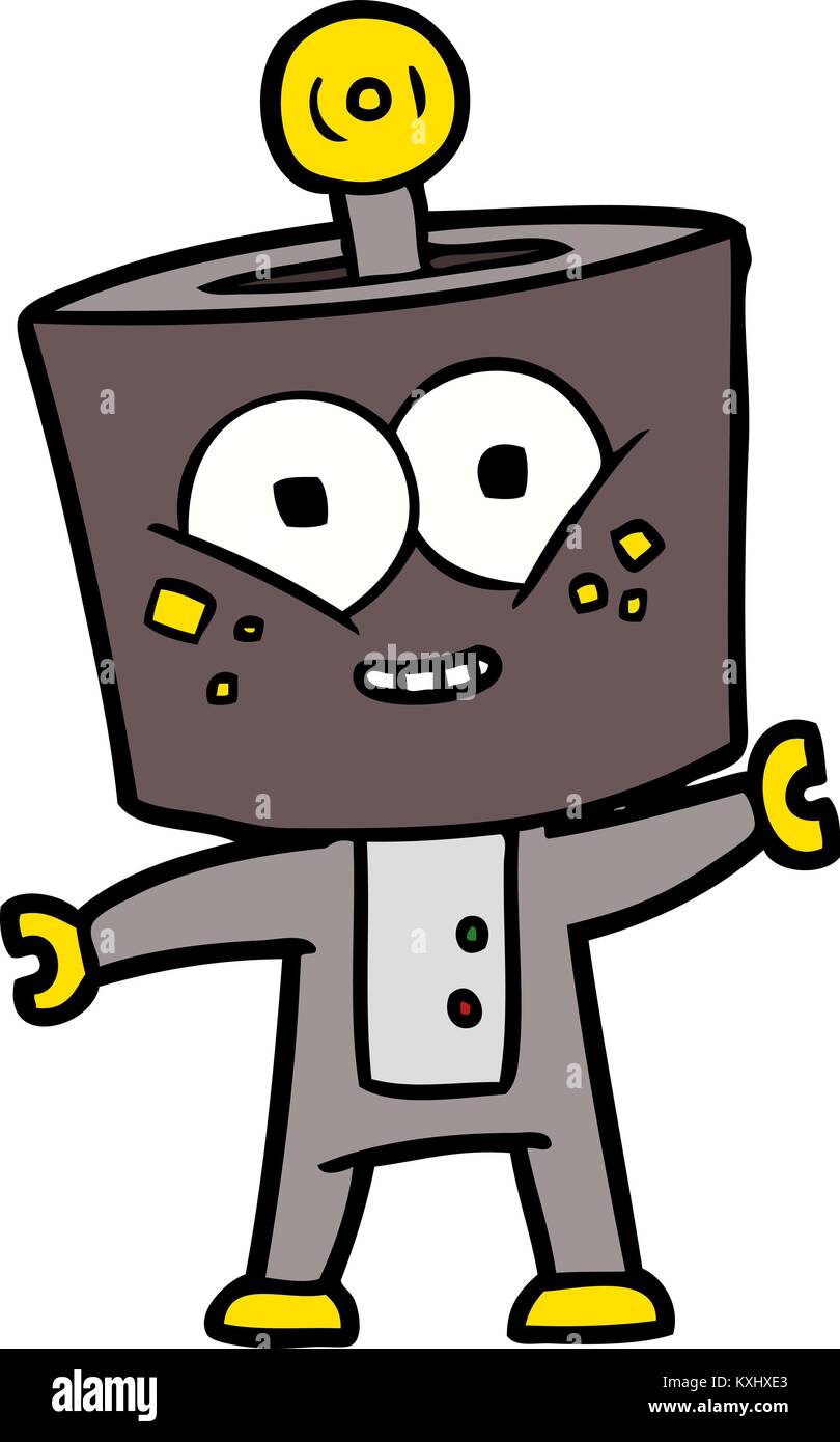 happy cartoon robot Stock Vector Image & Art - Alamy