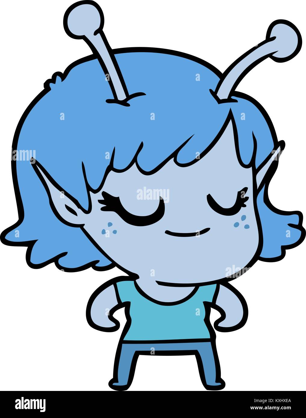 smiling alien girl cartoon Stock Vector Image & Art - Alamy
